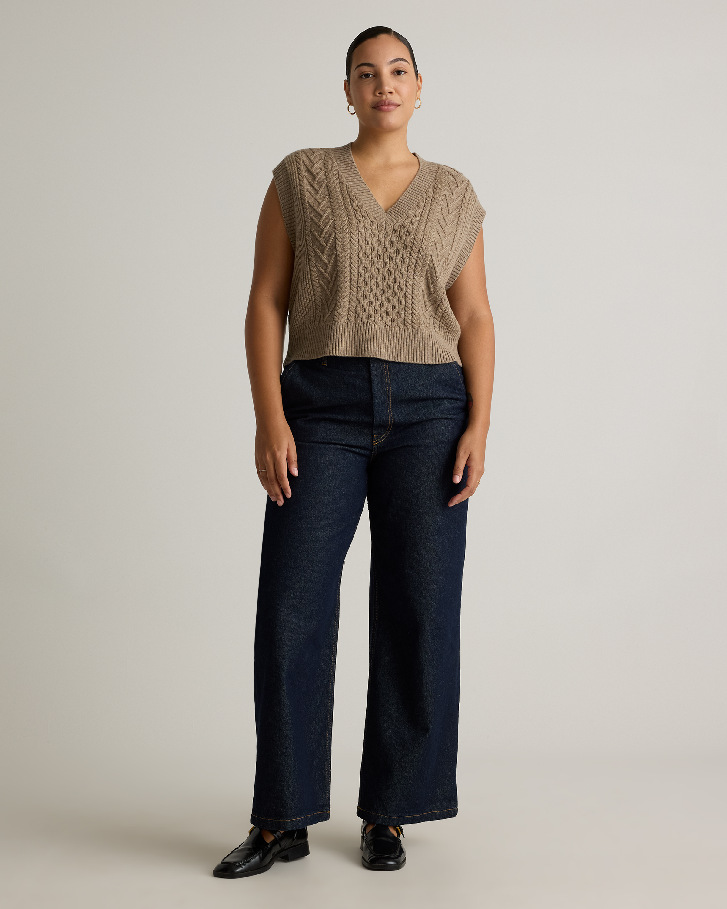 QUINCE Australian Merino Wool Cable Knit Sweater Vest